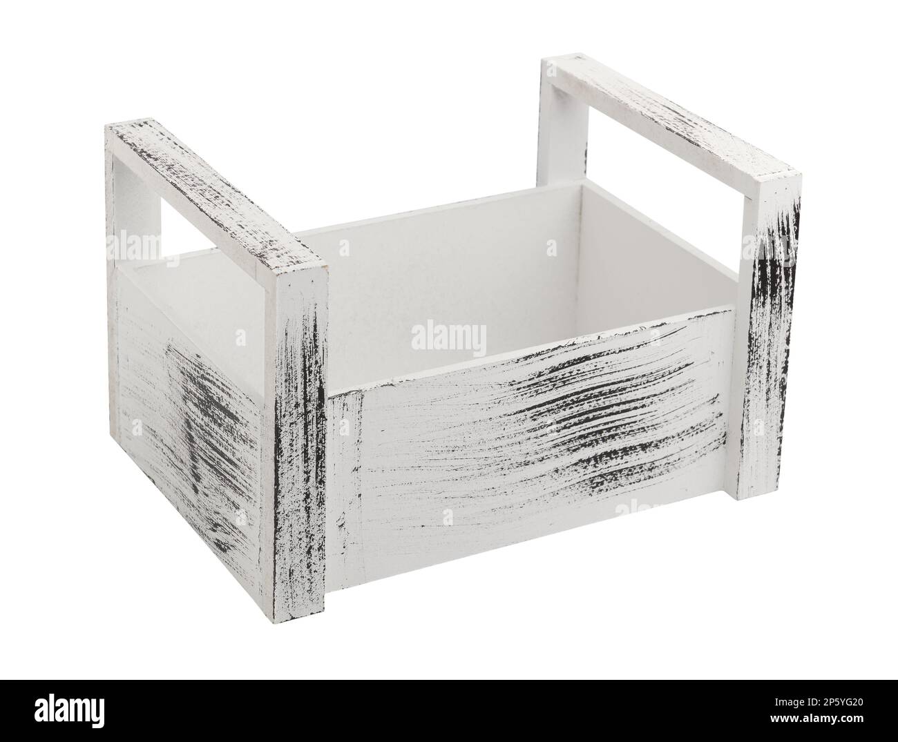 Decorative white wooden storage box with handles for small housewares ...