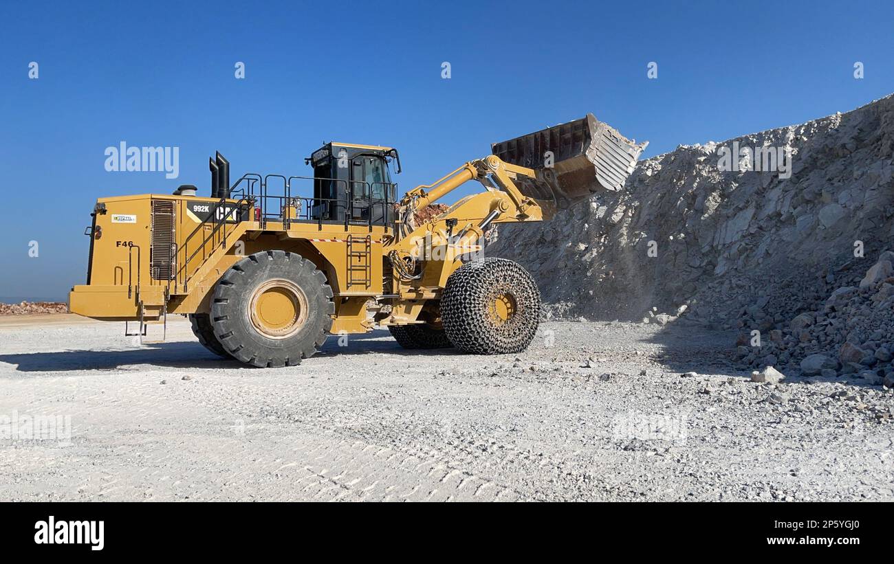 Huge Wheel Loader Loading Limestone The Dumpers, Limestone Quarry ...