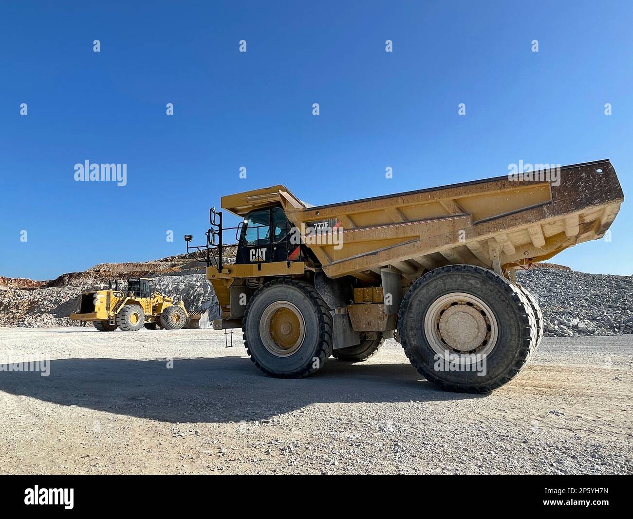 Dumper Working At A Huge Limestone Quarry, Transporting The Ore Stock ...