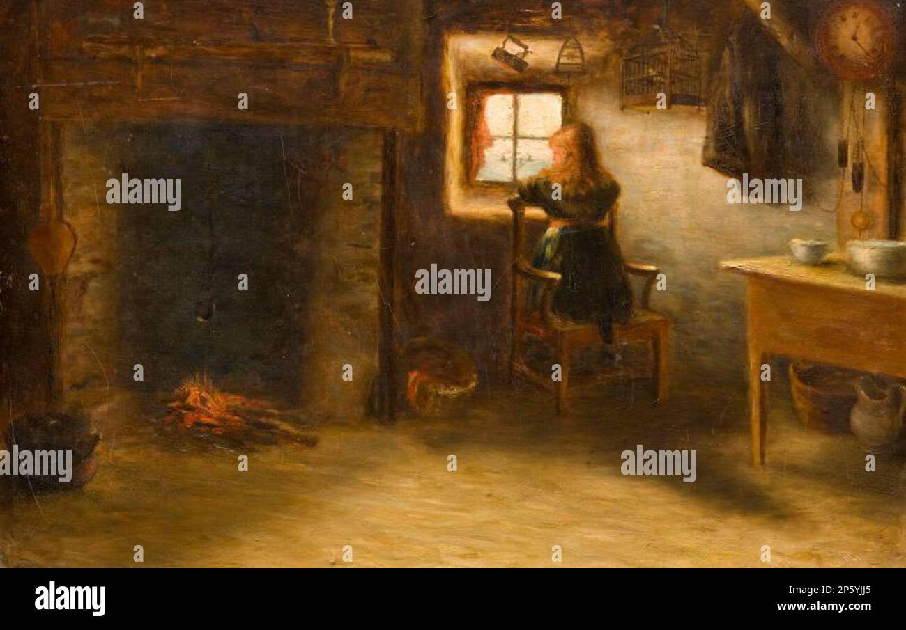 Girl in a Cottage Interior, James Coutts Michie (Marywell ...