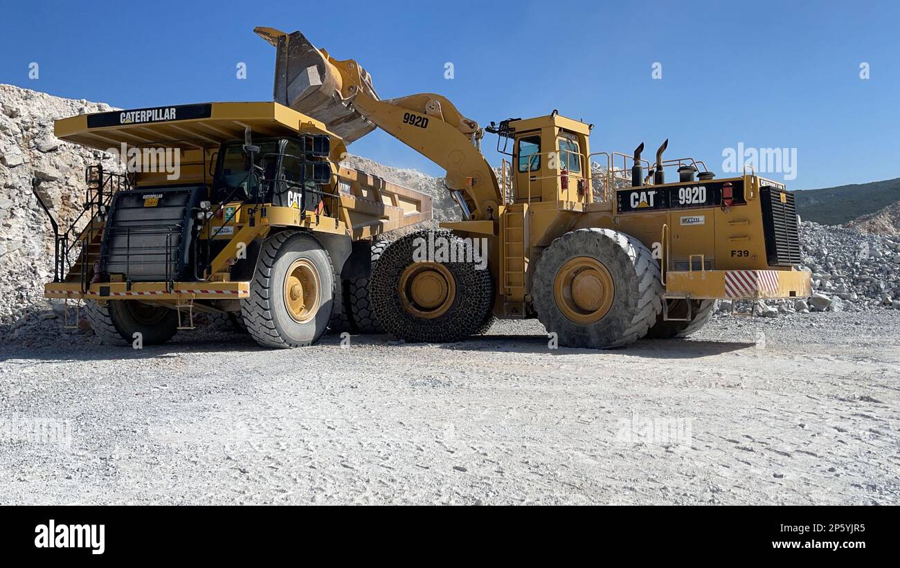 Huge Wheel Loader Loading Limestone The Dumpers, Limestone Quarry ...
