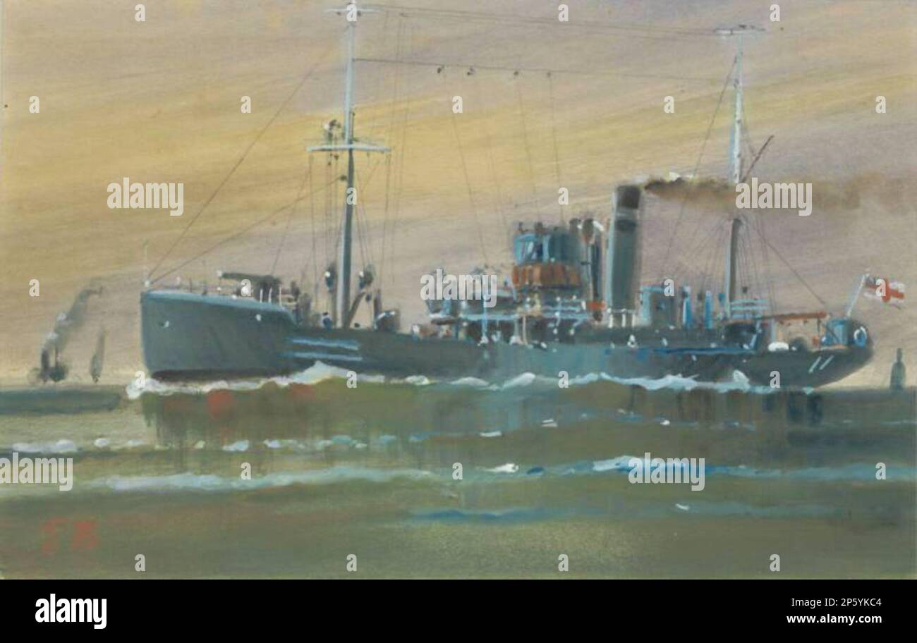 H.M.T. 'Cherwell' - World War I Minesweeper, J Bourne (active c. 1890 ...