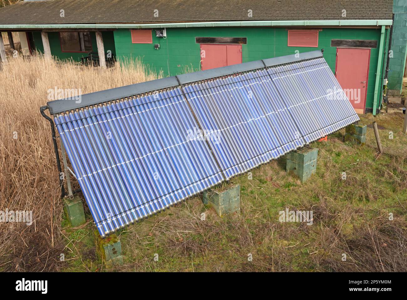 Vacuum solar water heating system, green energy Stock Photo - Alamy