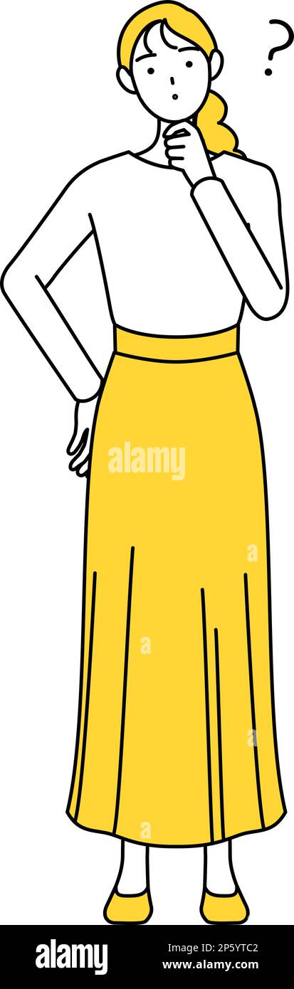 A casually dressed young woman with questions, Vector Illustration ...