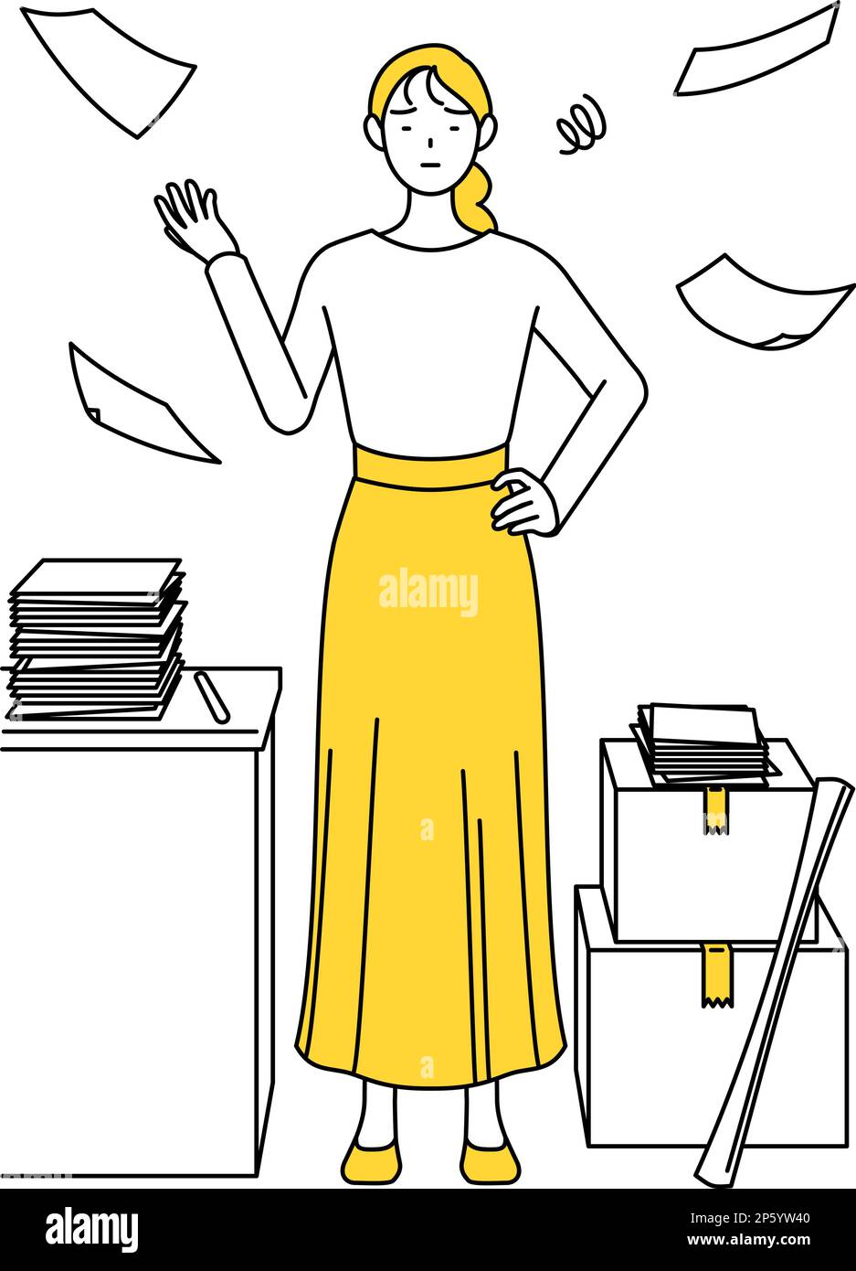 A casually dressed young woman who is fed up with her unorganized ...