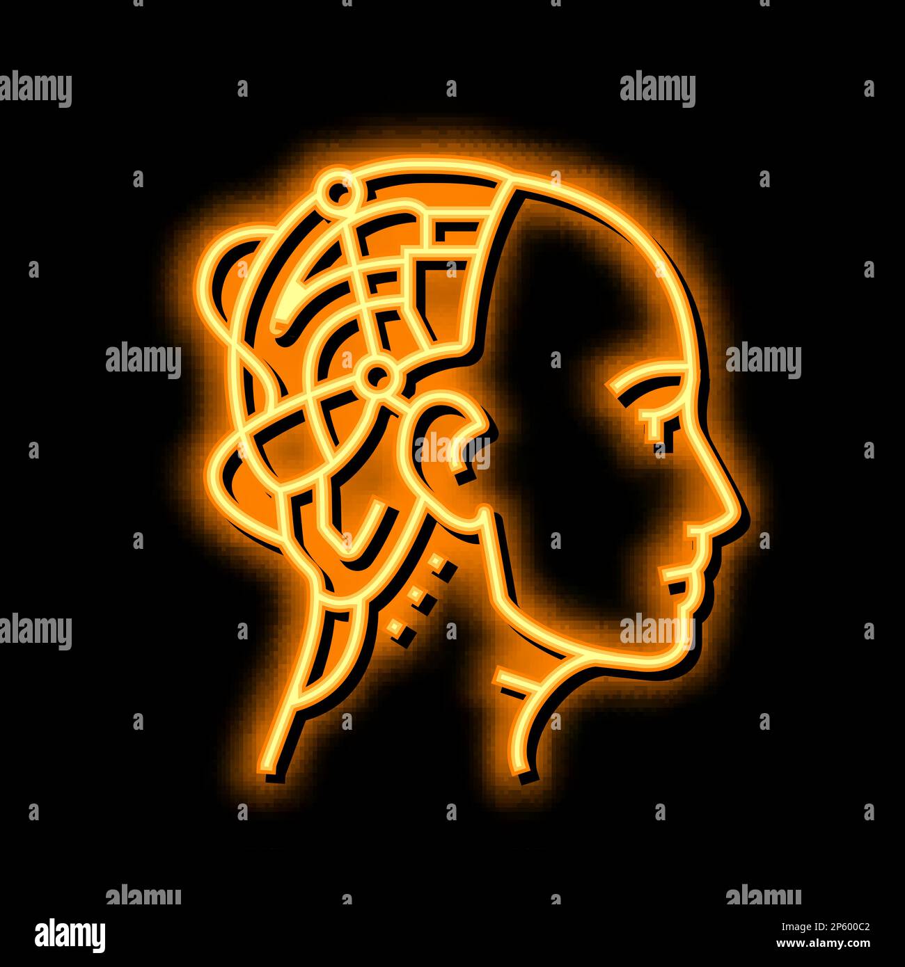 head face robot neon glow icon illustration Stock Vector Image & Art ...