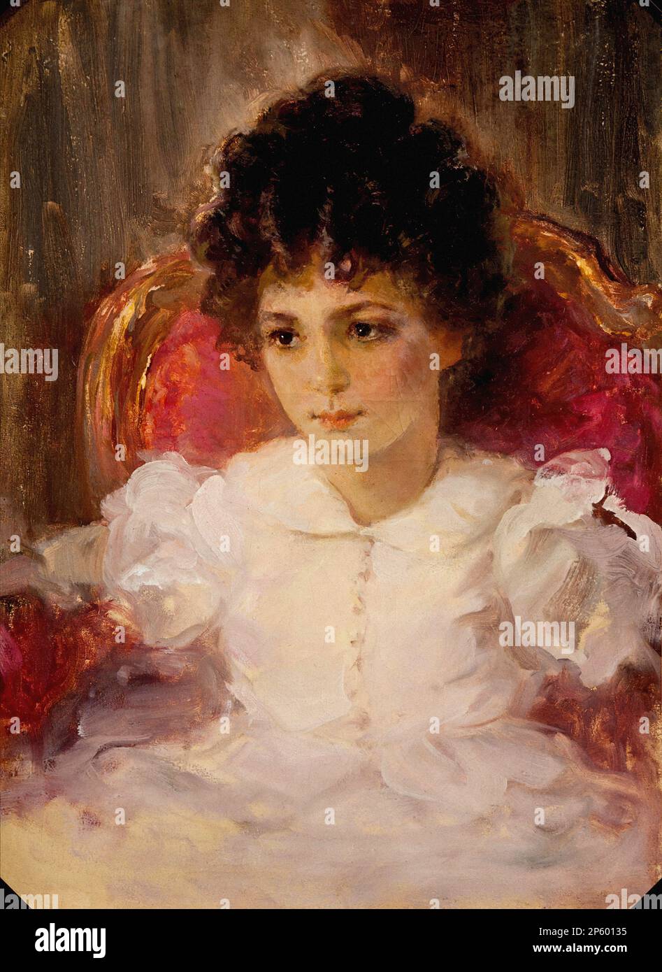 Серов Валентин - Портрет сидящей девушки в розовом платье дочери А.П ...