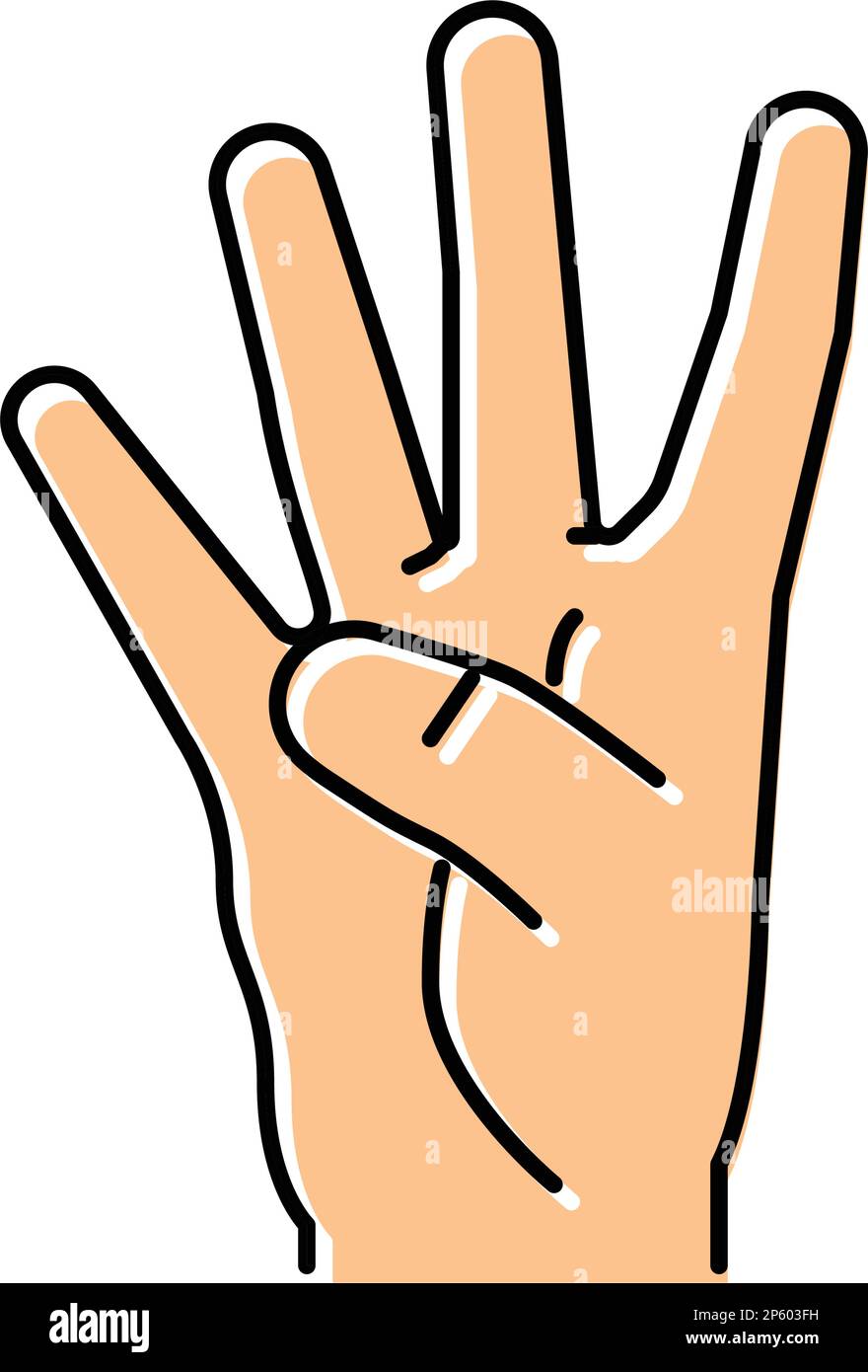 four number hand gesture color icon vector illustration Stock Vector ...