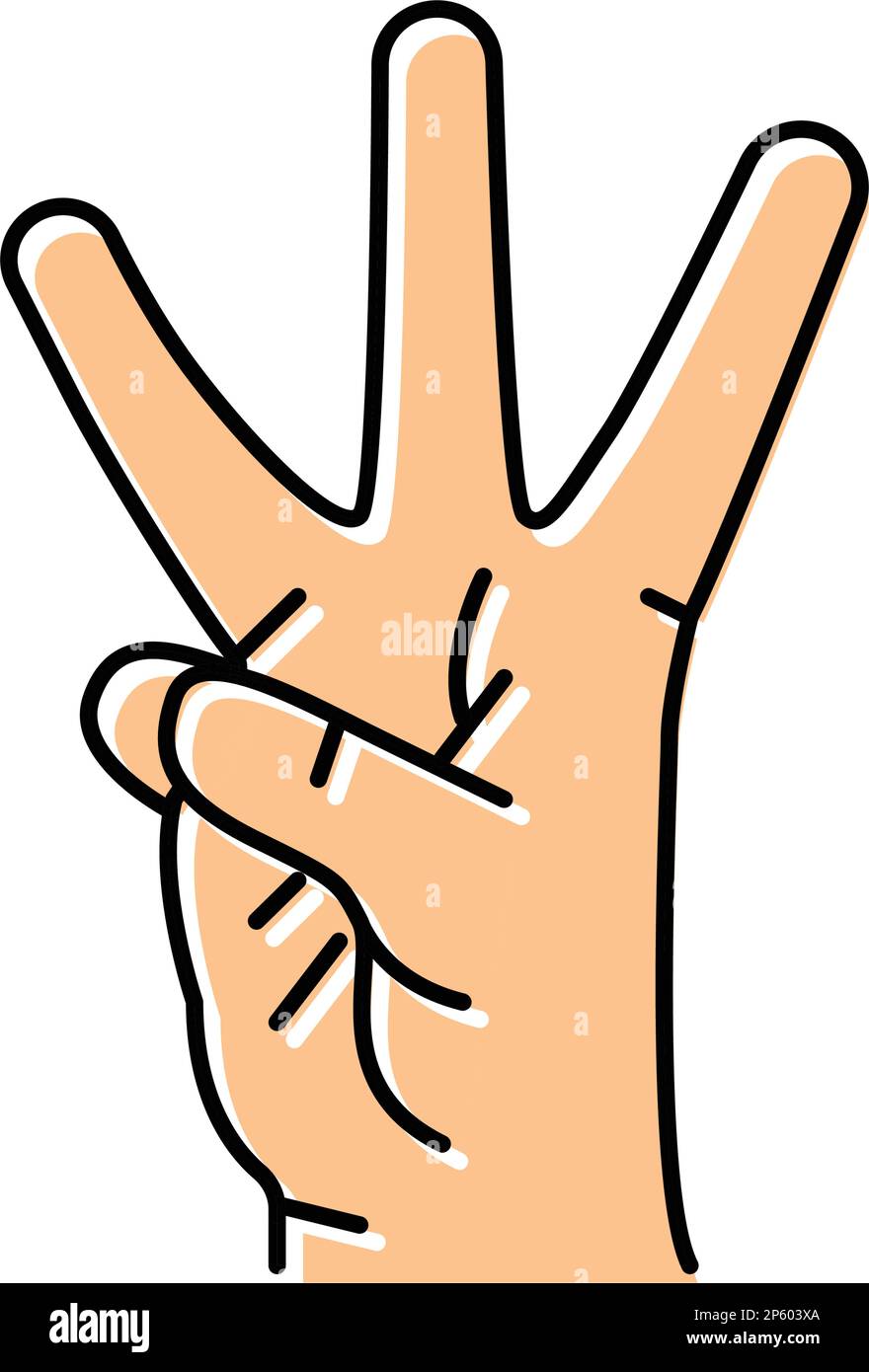 three number hand gesture color icon vector illustration Stock Vector Image & Art - Alamy