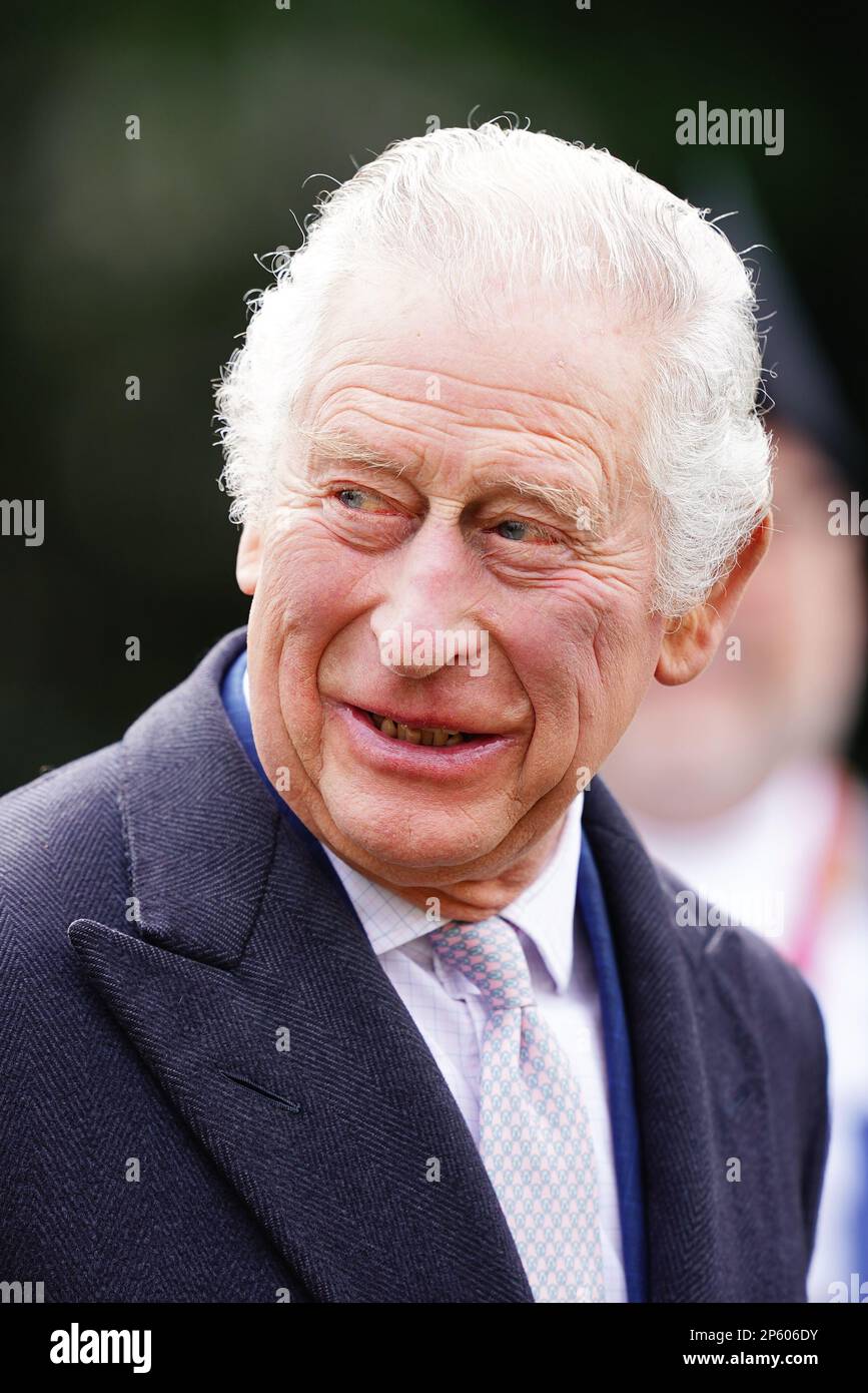 King Charles III arrives for a visit to Colchester Castle to mark ...