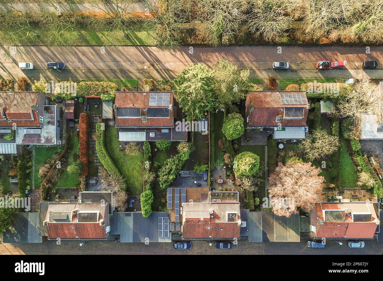 Amsterdam, Netherlands - 10 April, 2021: an aerial view of houses in ...
