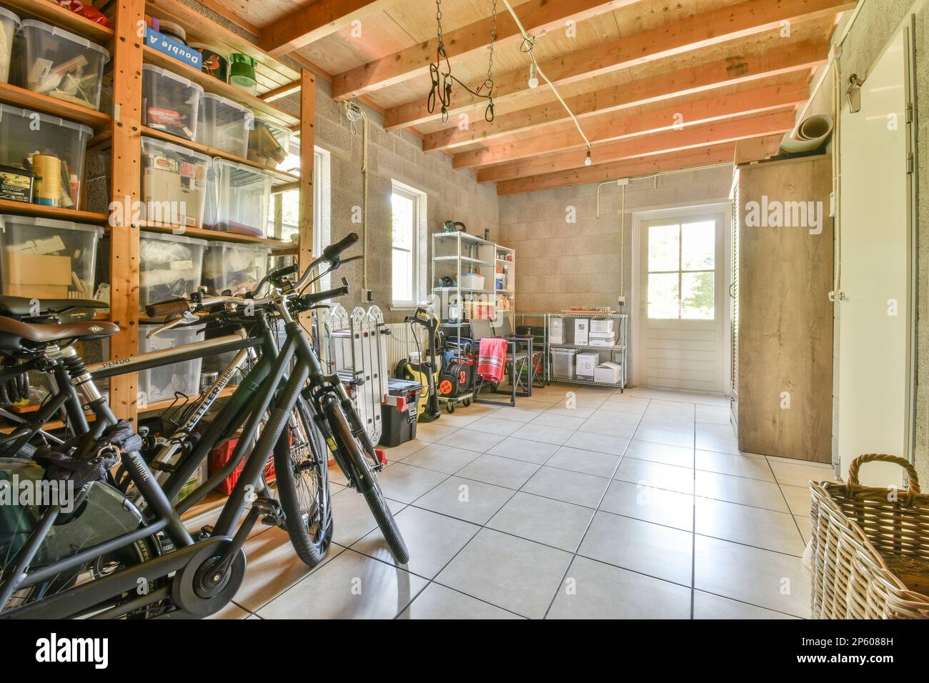 Amsterdam, Netherlands - 10 April, 2021: a garage with many bikes on ...
