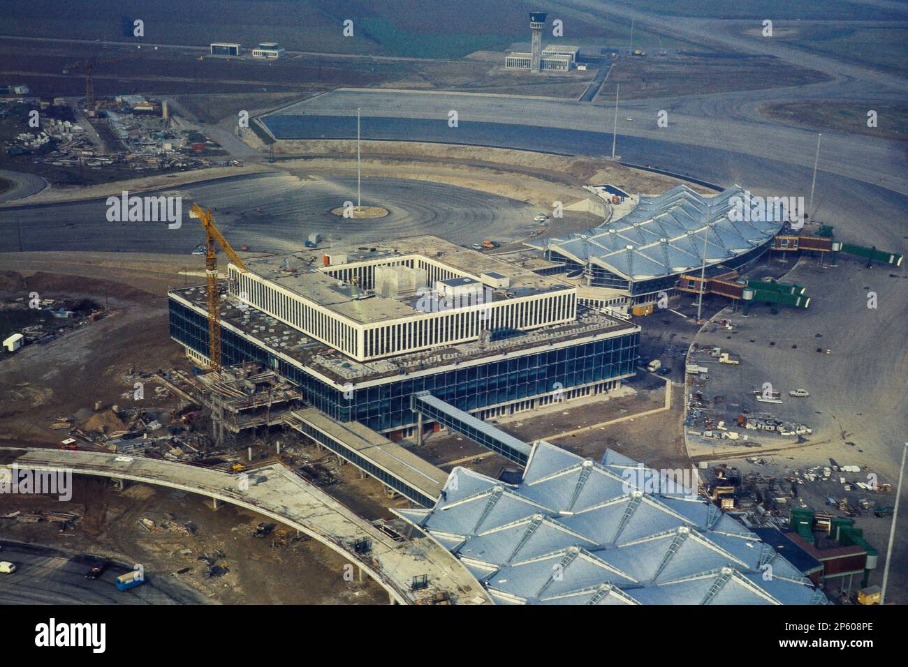 Archives 70ies: Aerial view of the construction site of Satolas airport ...