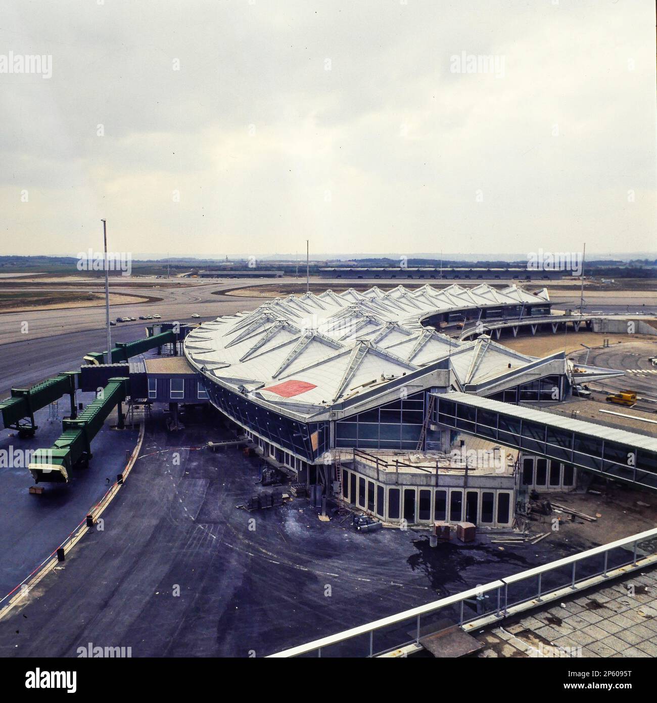 Archives 70ies: Aerial view of the construction site of Satolas airport ...