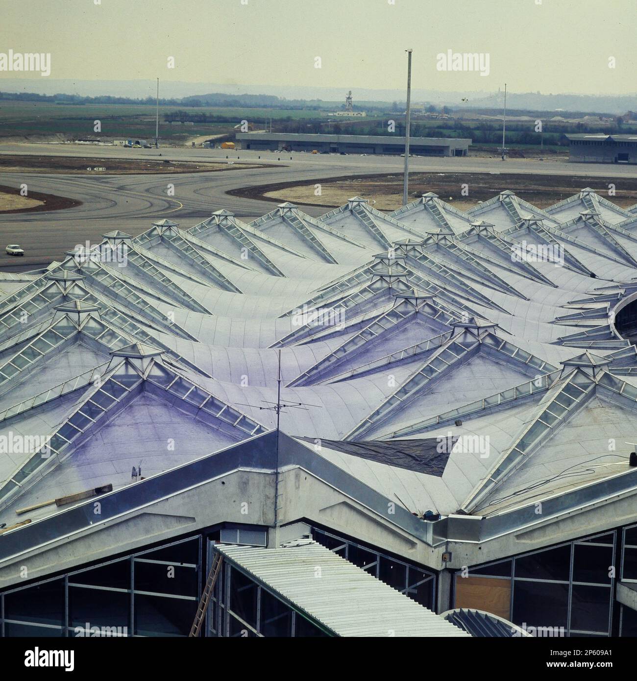 Archives 70ies: Aerial view of the construction site of Satolas airport ...