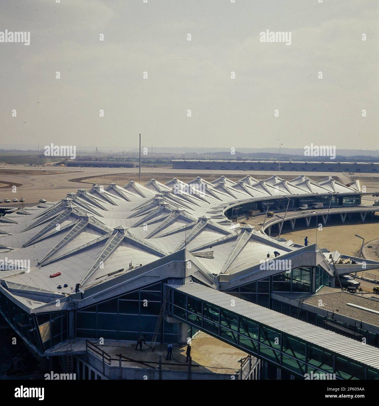 Archives 70ies: Aerial view of the construction site of Satolas airport ...