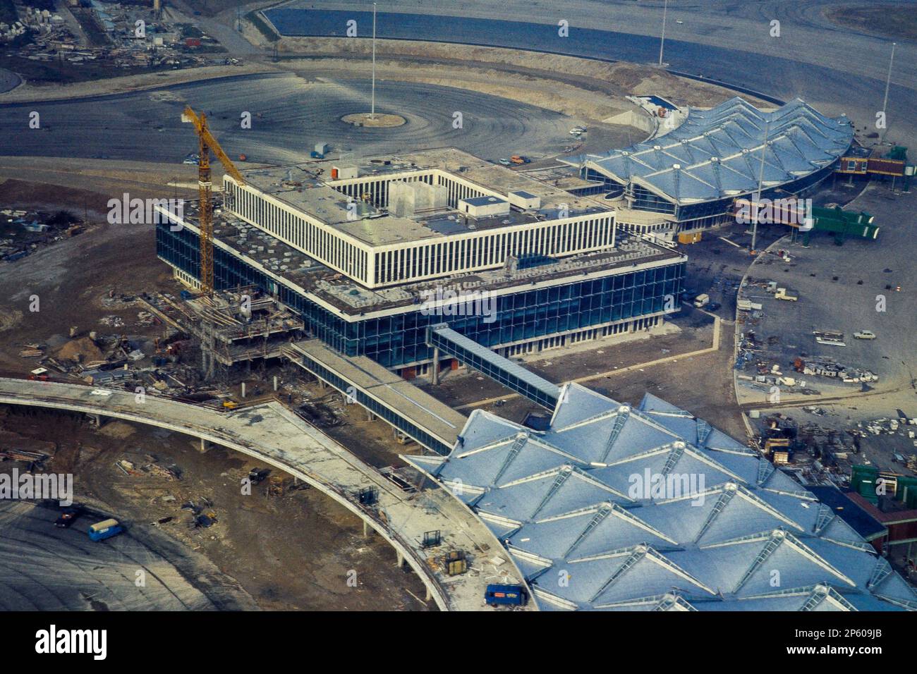 Archives 70ies: Aerial view of the construction site of Satolas airport ...
