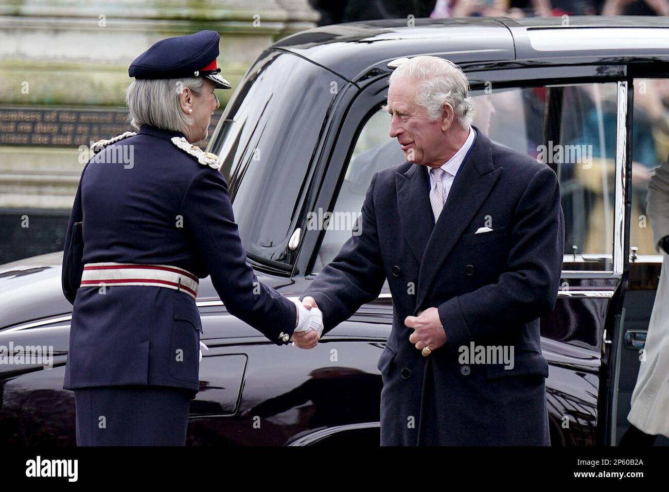 King Charles III arrives for a visit to Colchester Castle to mark ...