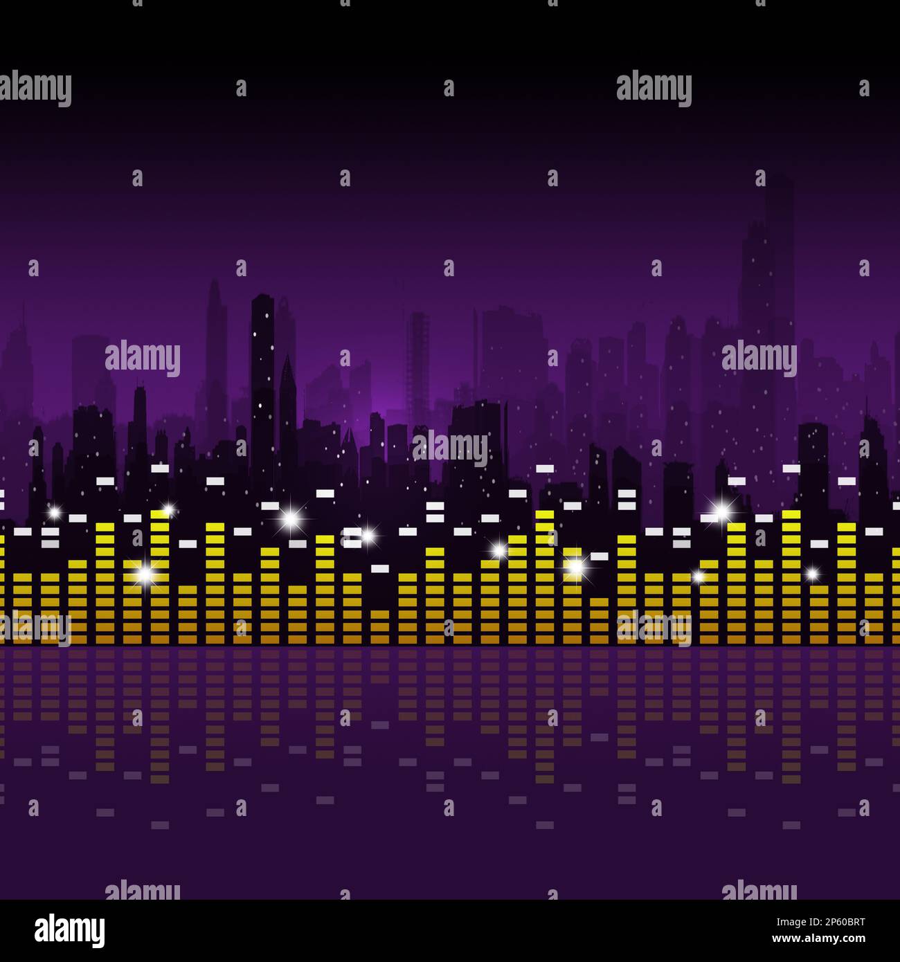 city skyline and music equalizer background for active parties Stock ...