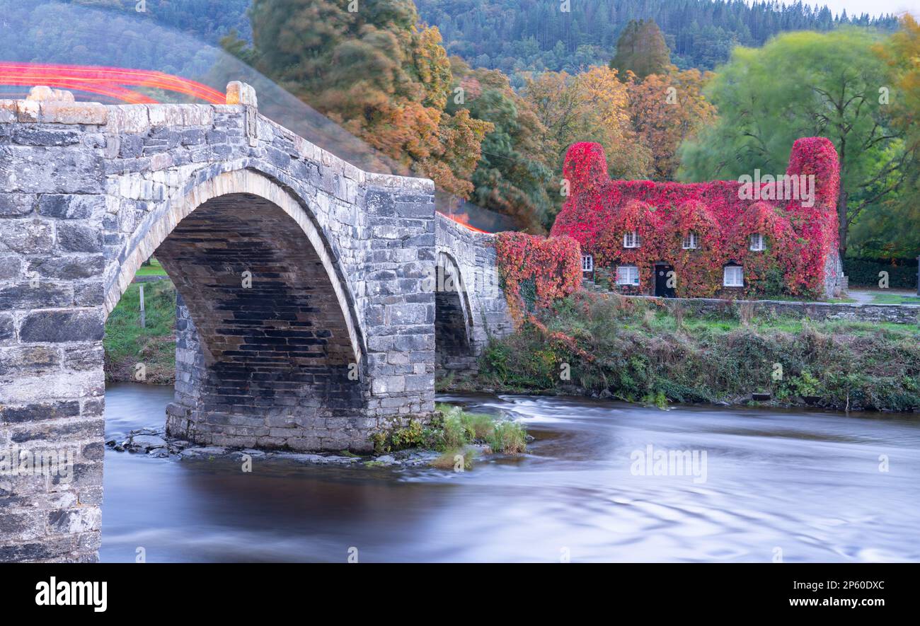 Tu Hwnt I'r Afon, alongside the River Conwy, Llanrwst, County Conwy ...