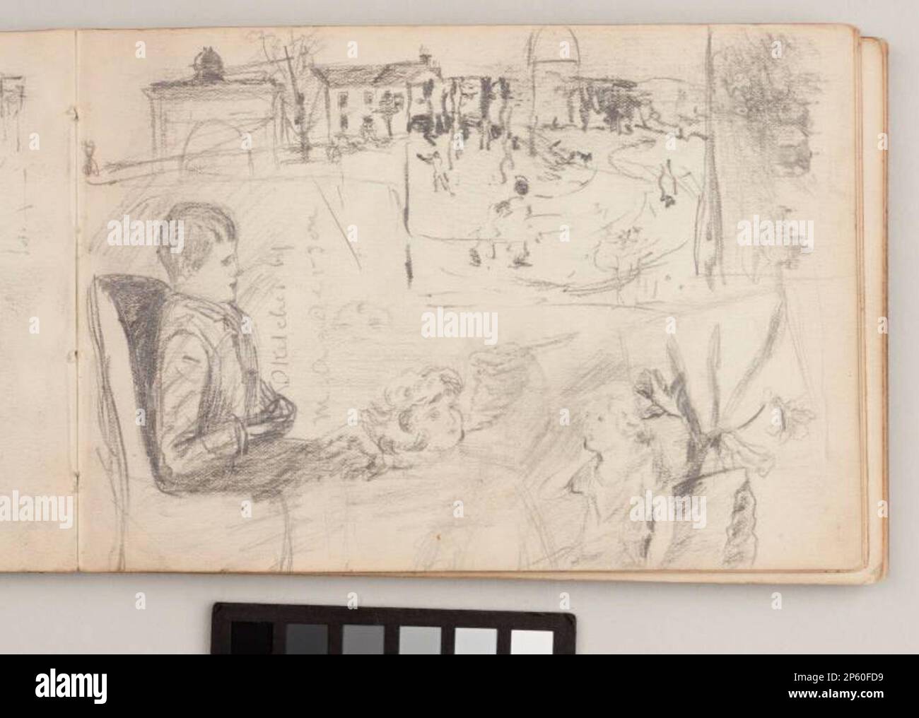 recto: Landscape and Three Children, one with Wings, verso: Children in ...