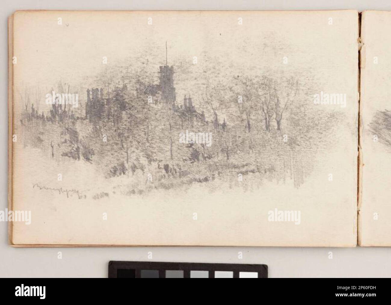 recto: Broughty Ferry, verso: Castellated House and Tower - Leaf from ...