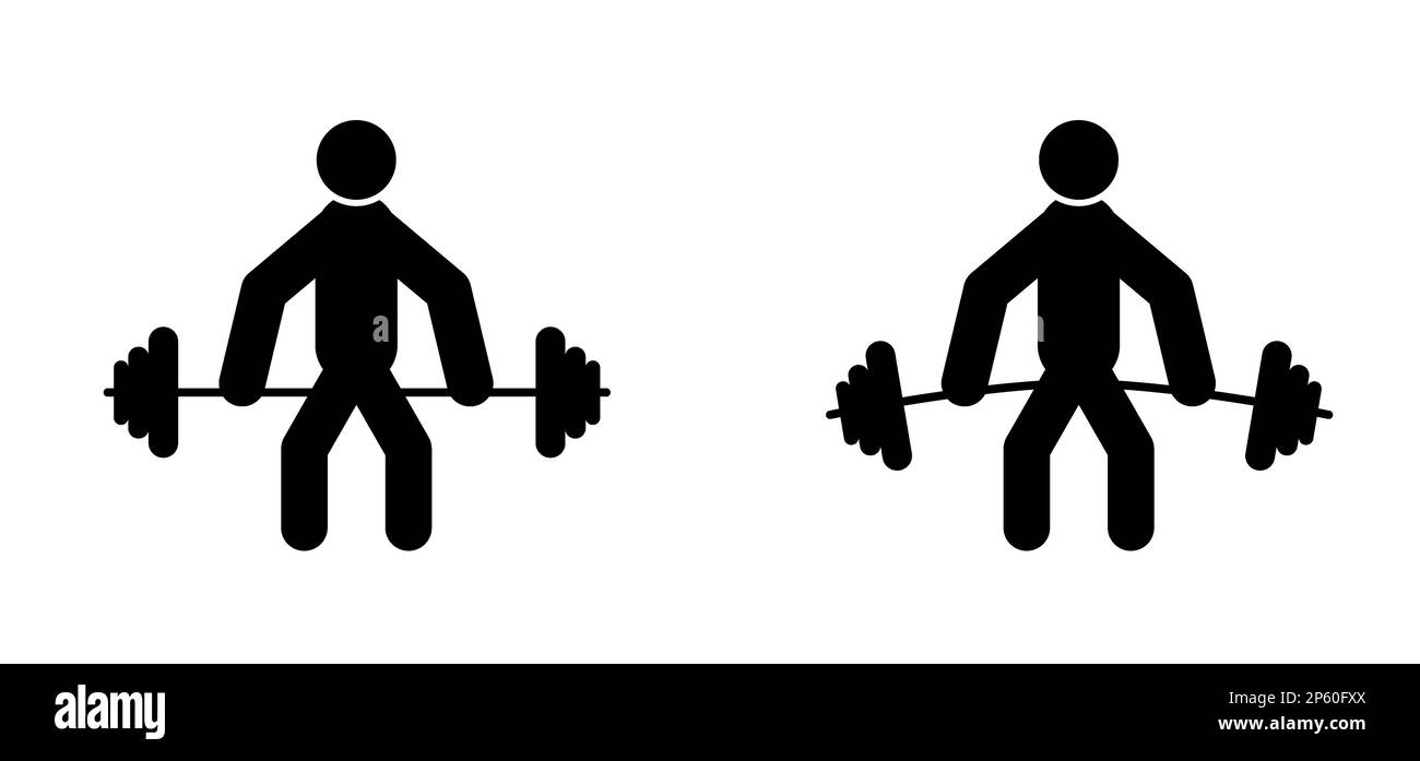 Cartoon sportsman stickman, stick figure man and weightlifting ...