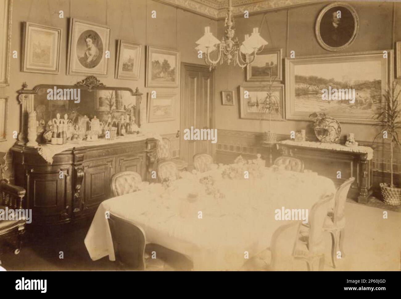 2 Views Queens Cross, Dining Room, 1880s Stock Photo - Alamy