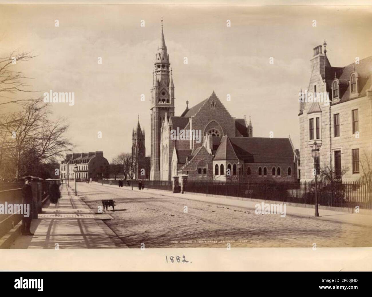 Free Church Queens Cross with Postman, 1882 Stock Photo - Alamy