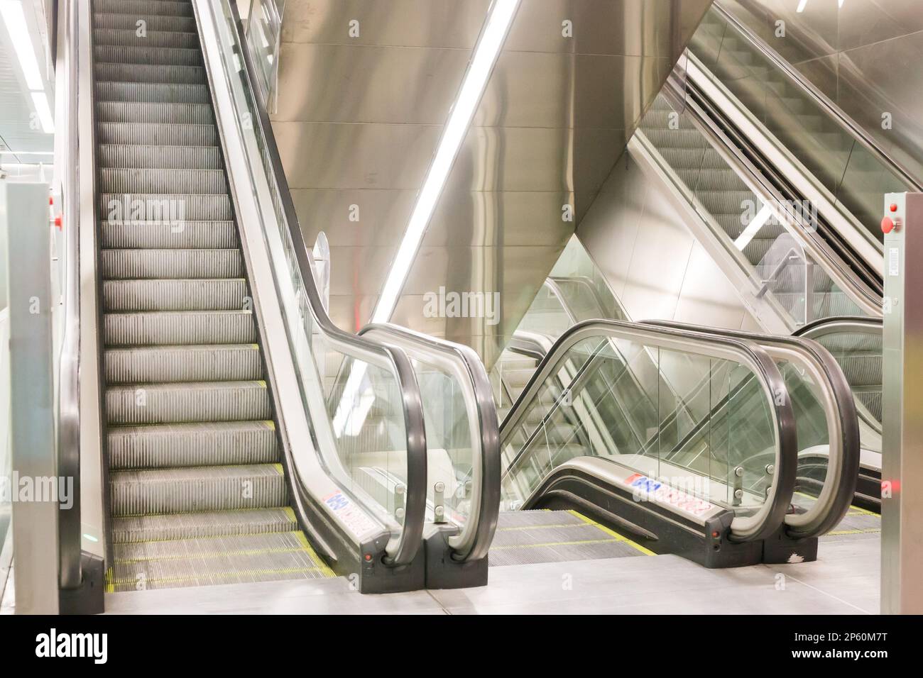 line escalators with metal coating Stock Photo - Alamy