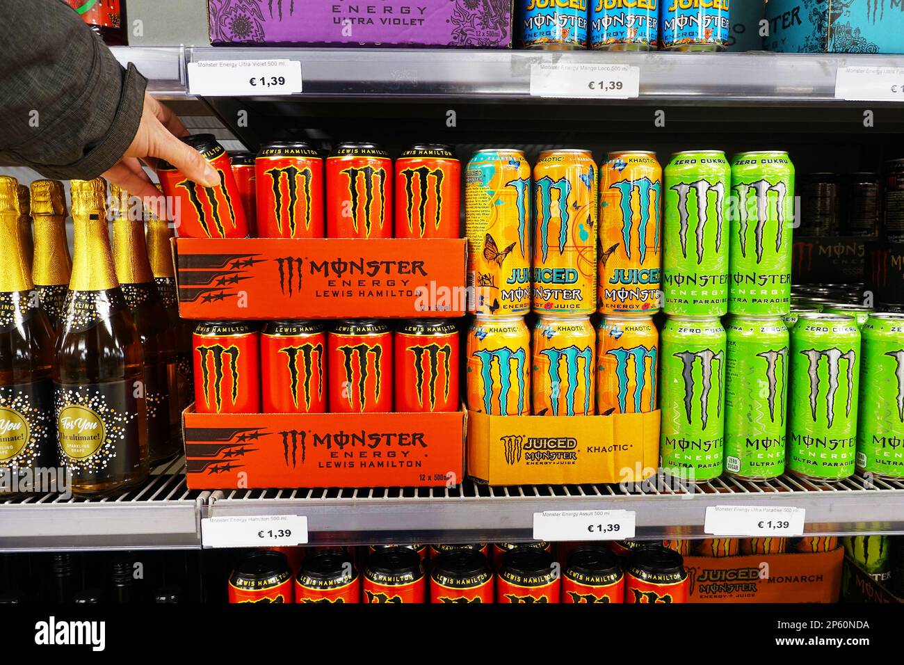 Monster Energy drinks in a shop Stock Photo - Alamy