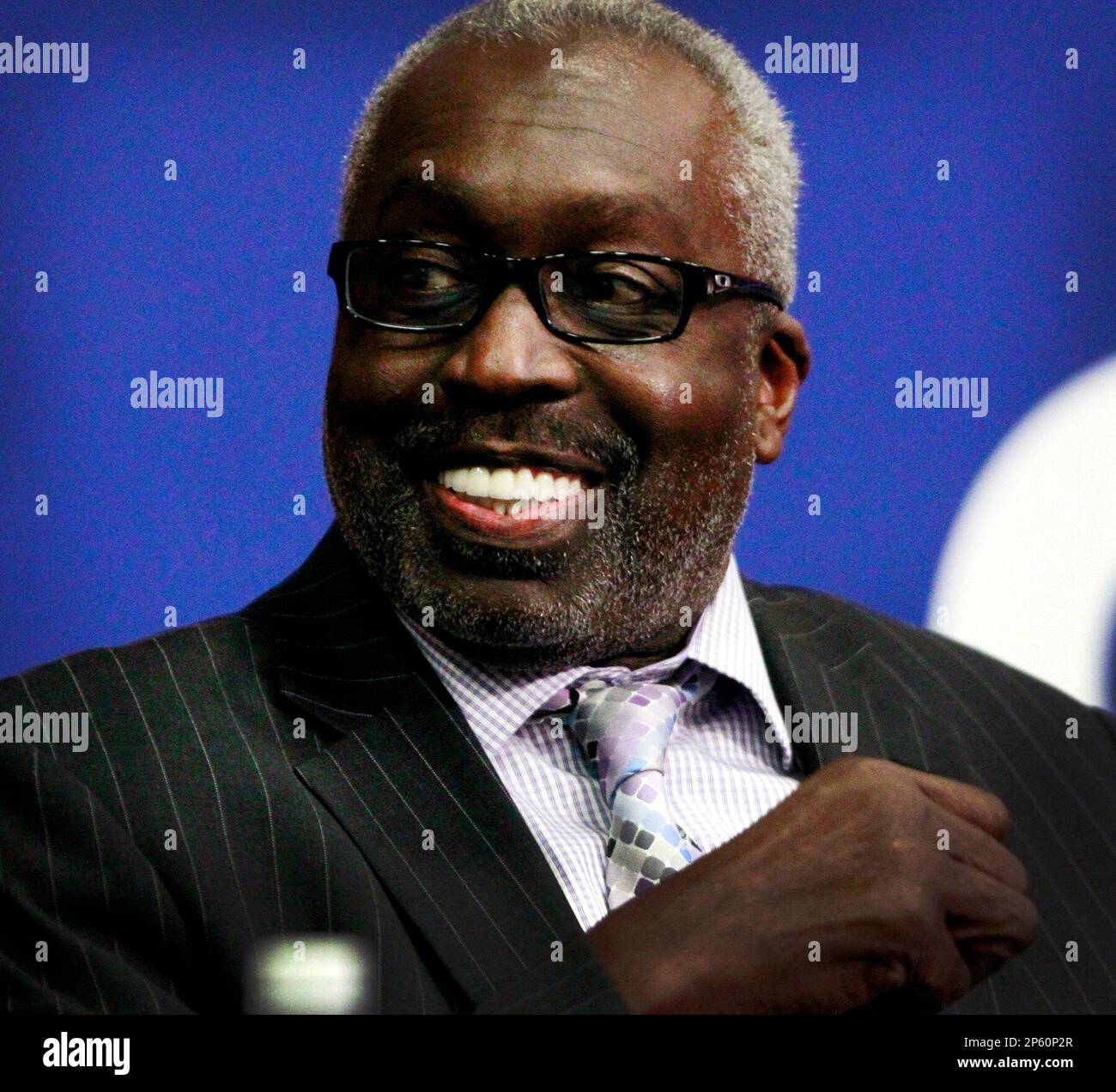 Winston-Salem State great Earl Monroe smiles during the induction ...