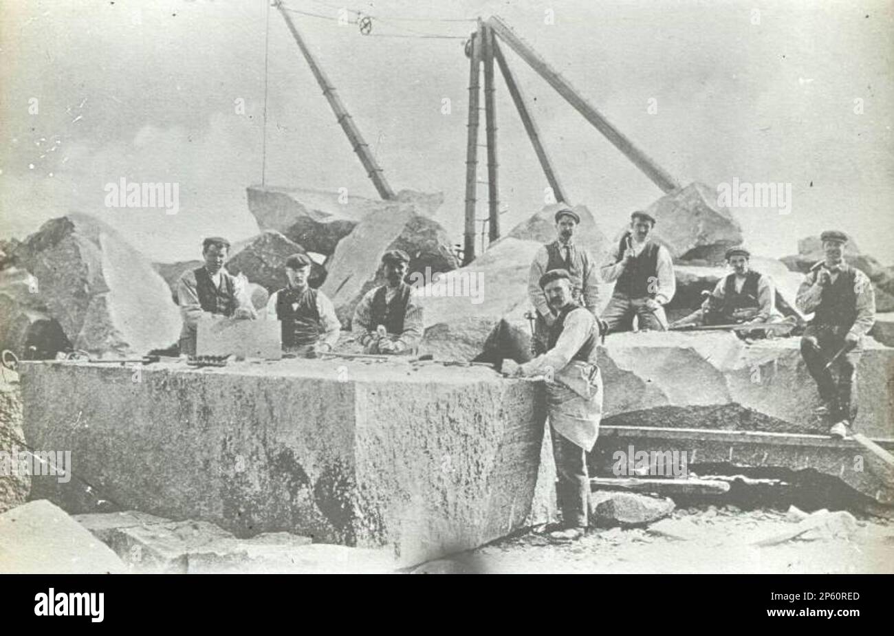 Masons At Work Rubislaw Quarry, C.1890 Stock Photo - Alamy