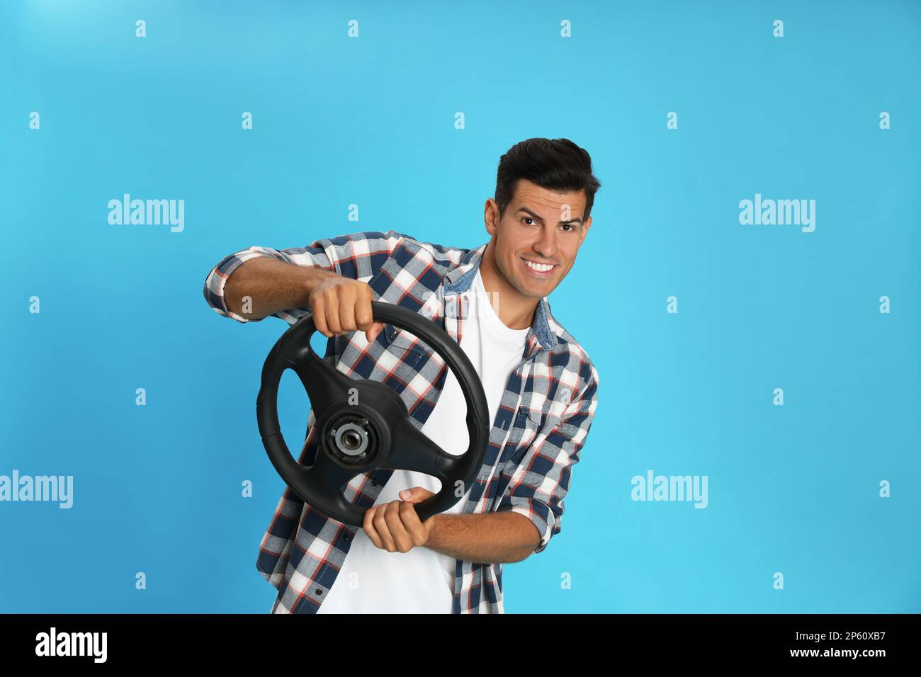 Man steering wheel pretend hi-res stock photography and images - Alamy