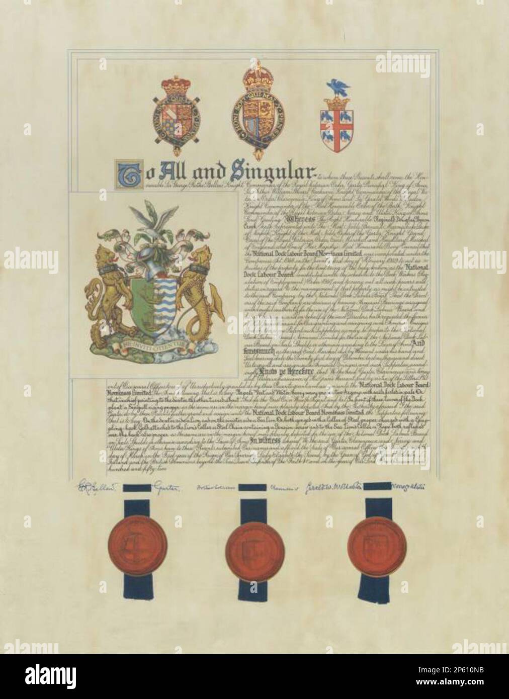 Framed Certificate giving the National Dock Labour Board a Set of ...