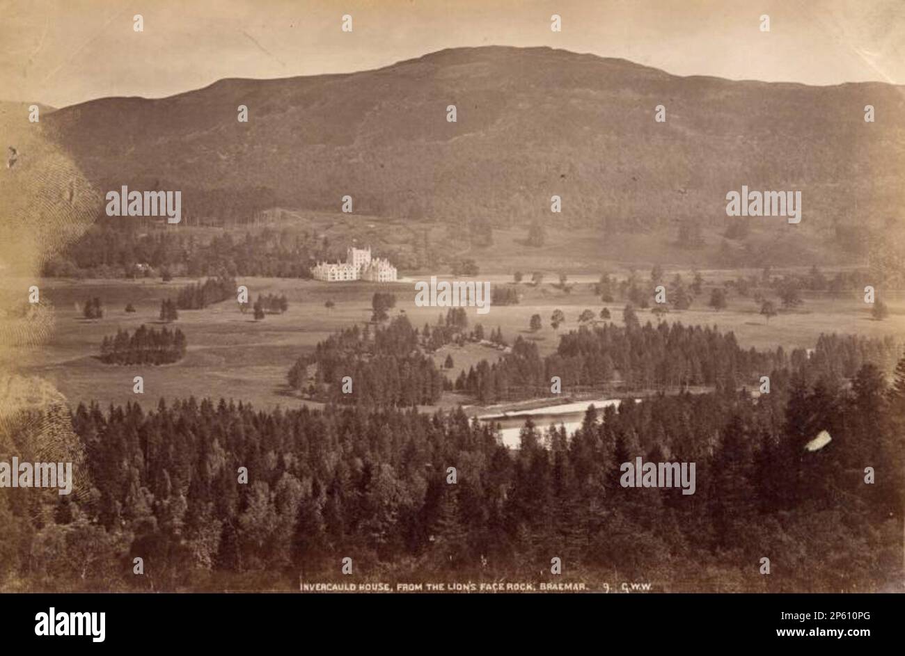 Invercauld House from Lion's Rock Braemar, 1870s Stock Photo - Alamy