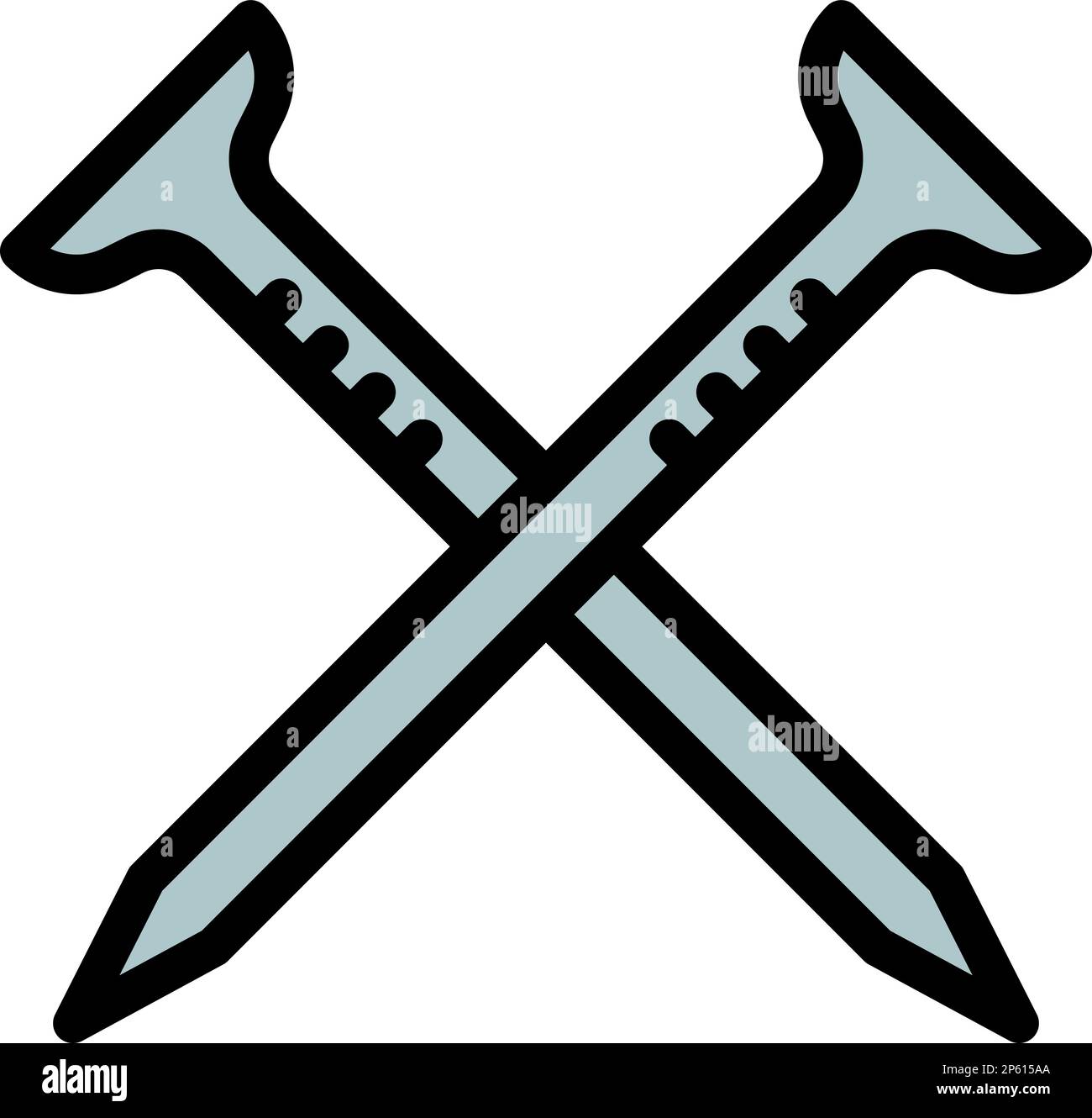 Crossed nails icon outline vector. Work design. Construction tool Stock ...