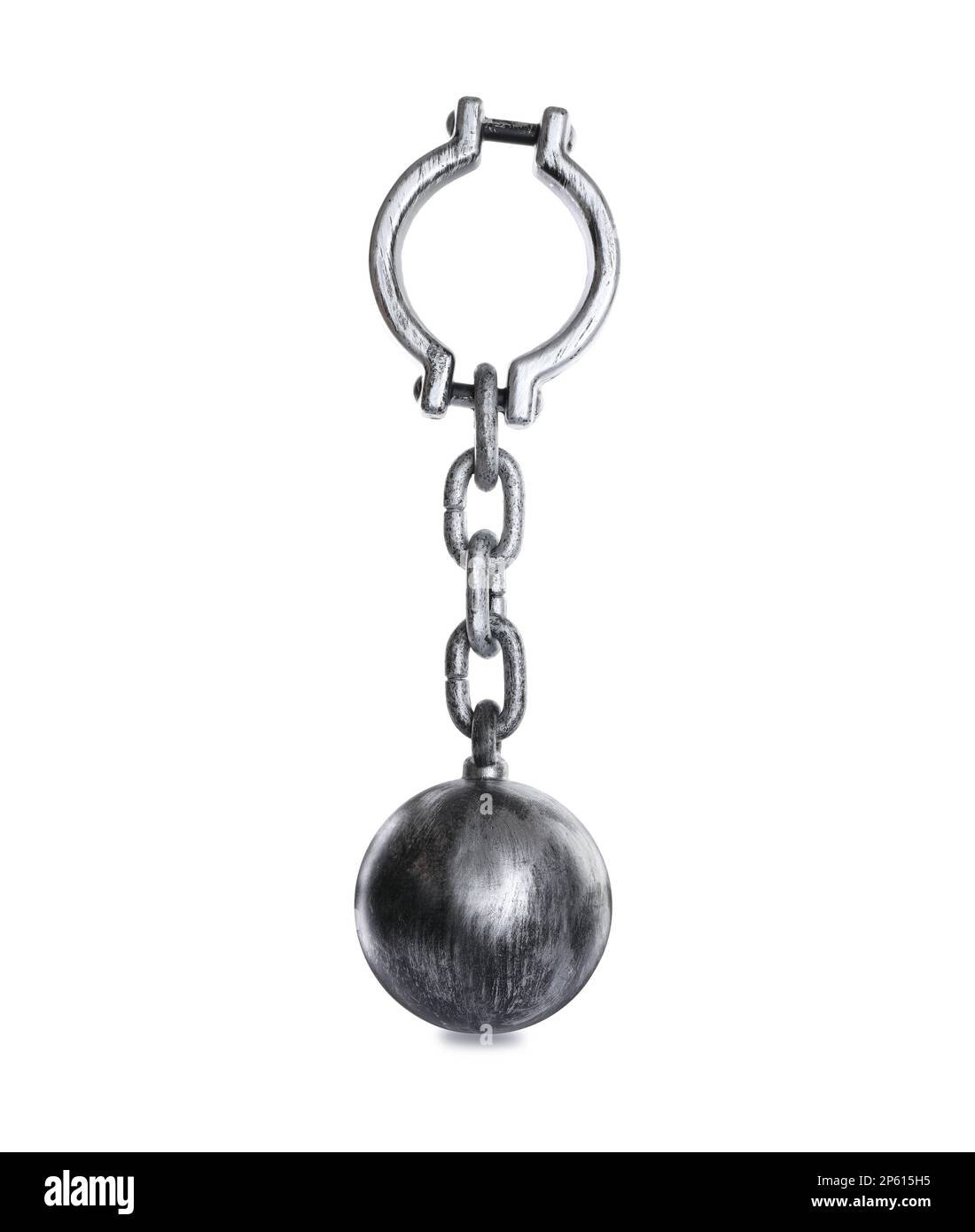 Prisoner ball with chain on white background Stock Photo - Alamy