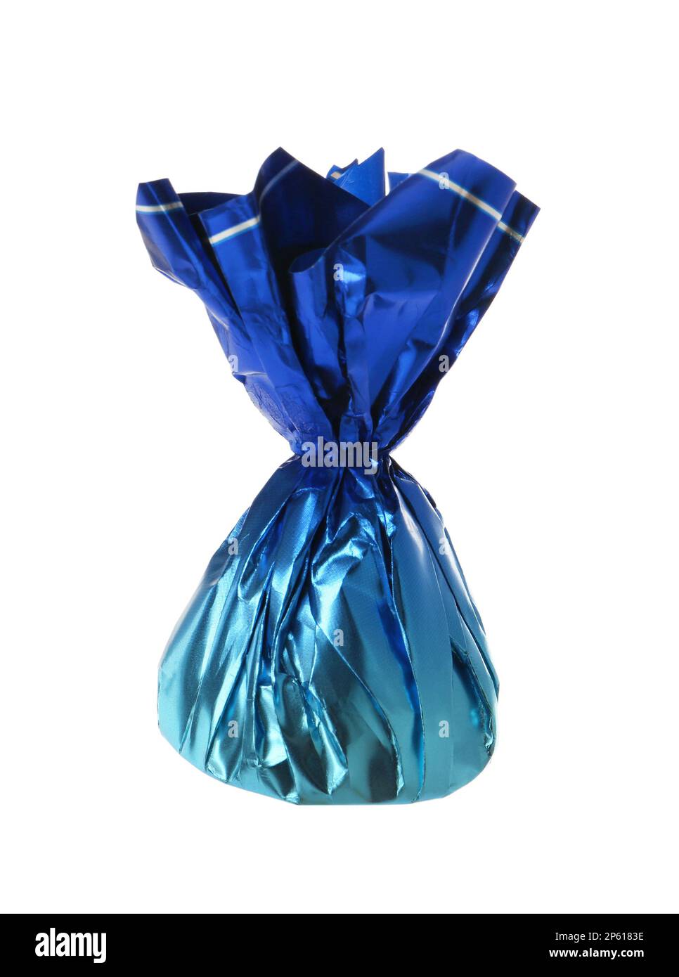 Delicious candy in blue wrapper isolated on white Stock Photo - Alamy