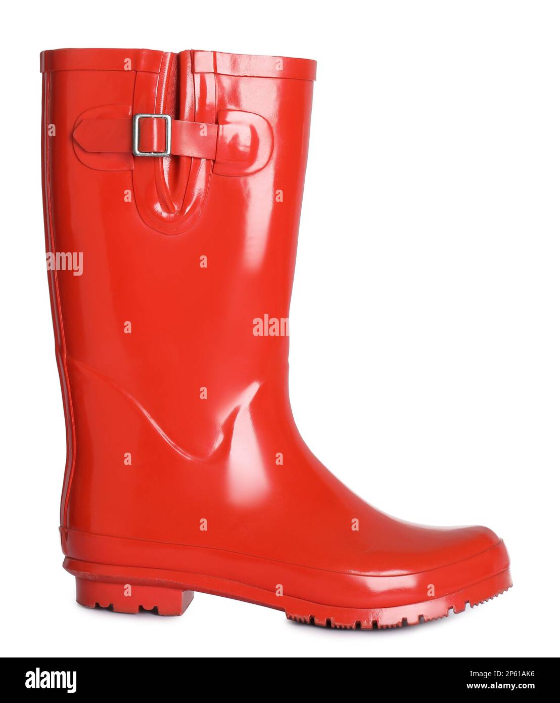 Modern red rubber boot isolated on white Stock Photo - Alamy