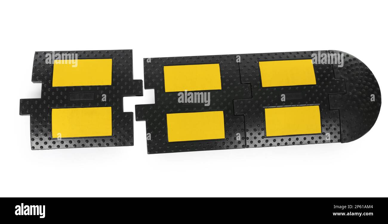 Parts of speed bump isolated on white, top view Stock Photo - Alamy