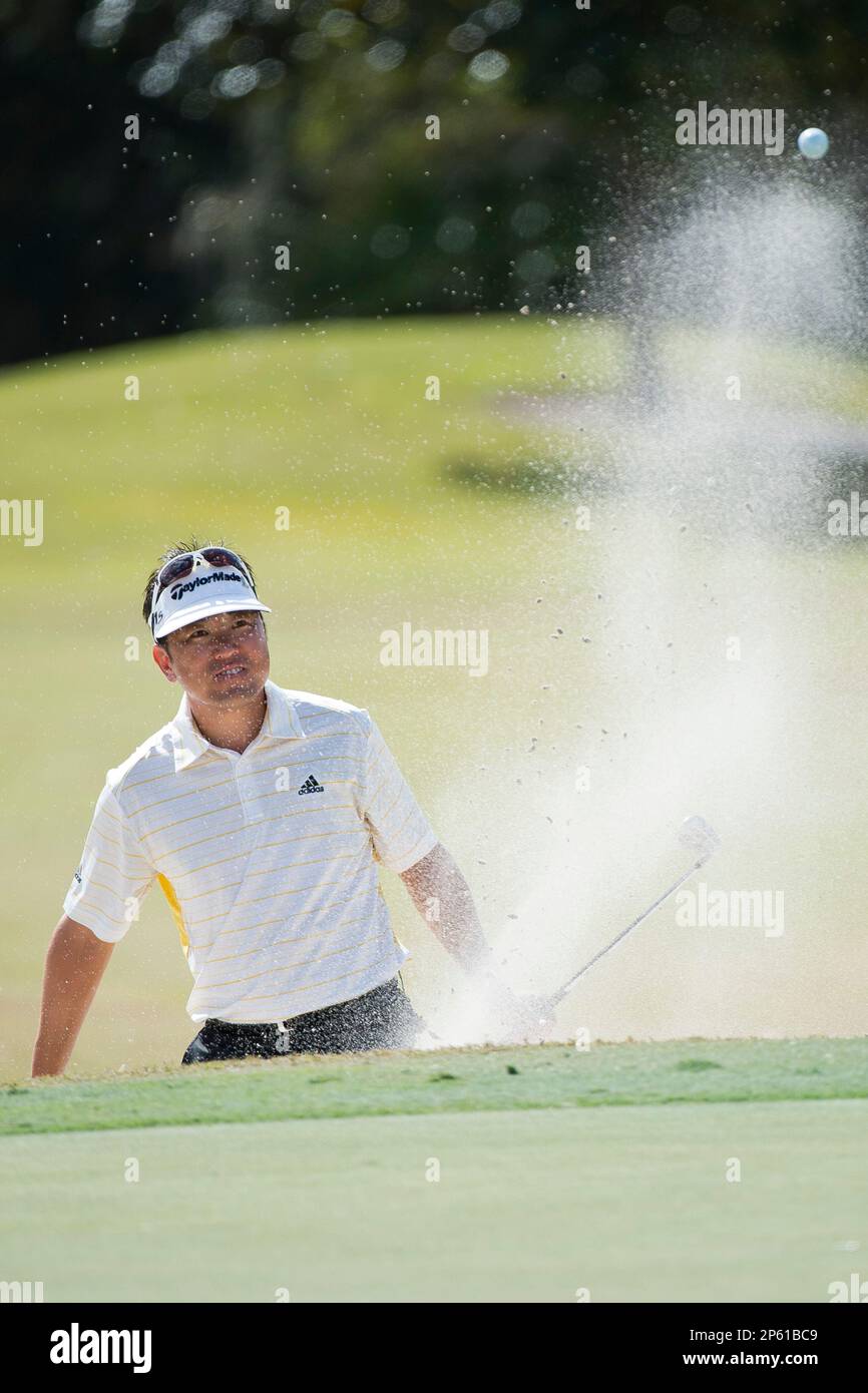 November 11, 2012: Charlie Wi hits out of the bunker on the 8th hole ...