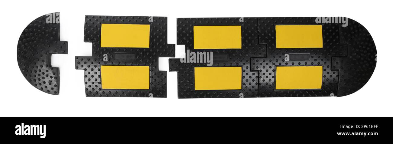 Parts of speed bump isolated on white, top view Stock Photo - Alamy