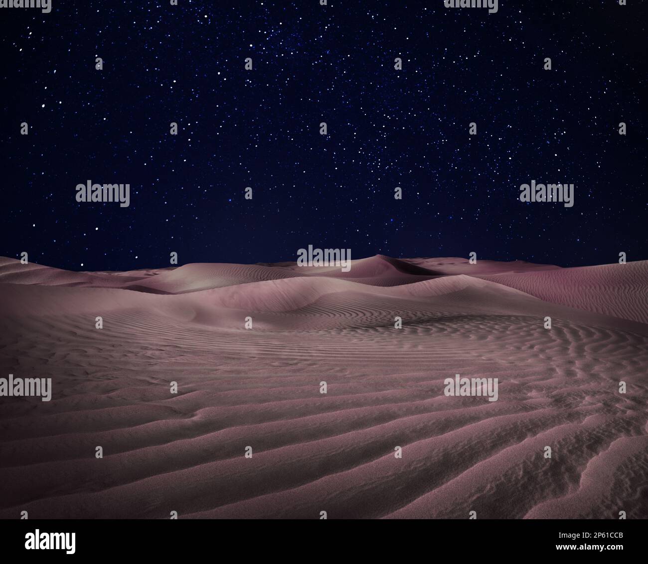 Scenic view of sandy desert under starry sky in night Stock Photo - Alamy