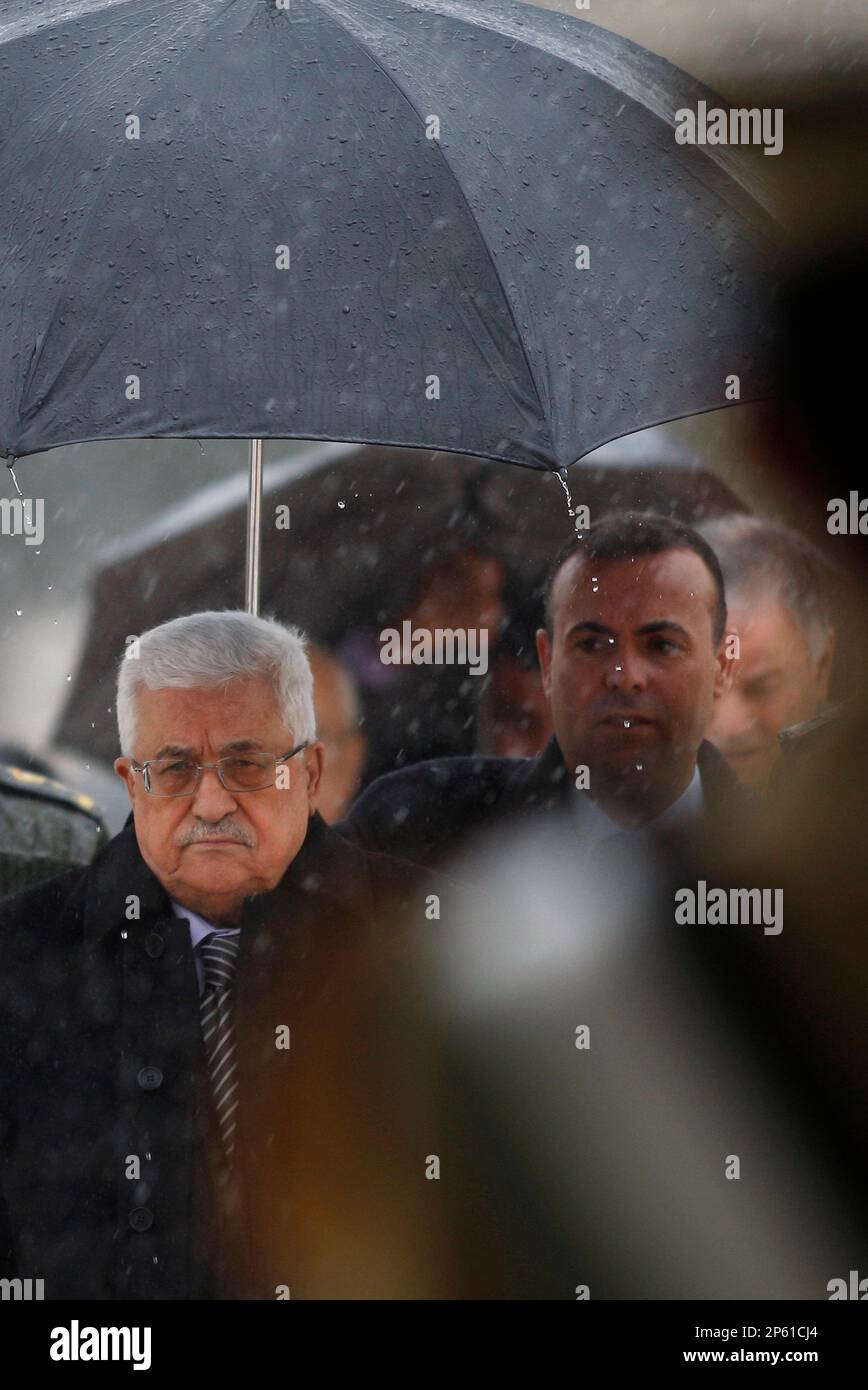 Palestinian President Mahmoud Abbas attends the official ceremony ...