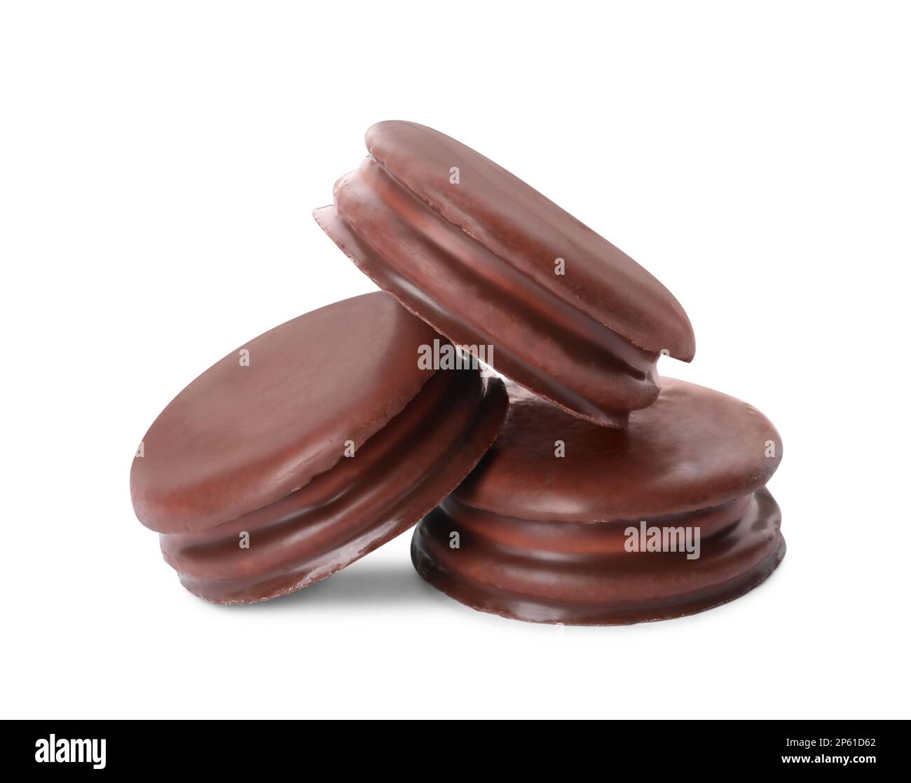 Delicious choco pies on white background. Classic snack cakes Stock ...