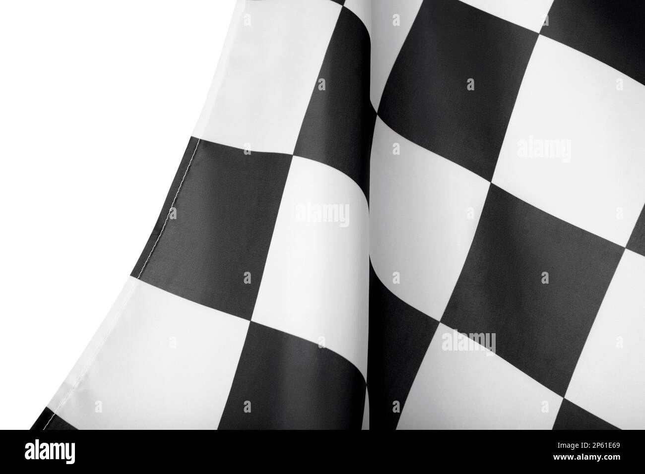Checkered finish flag on white background, closeup Stock Photo - Alamy