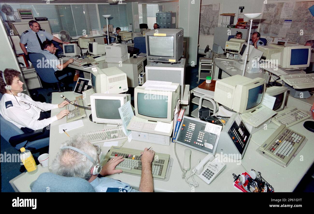 Historic view of a police control room, Hampshire Constabulary ...
