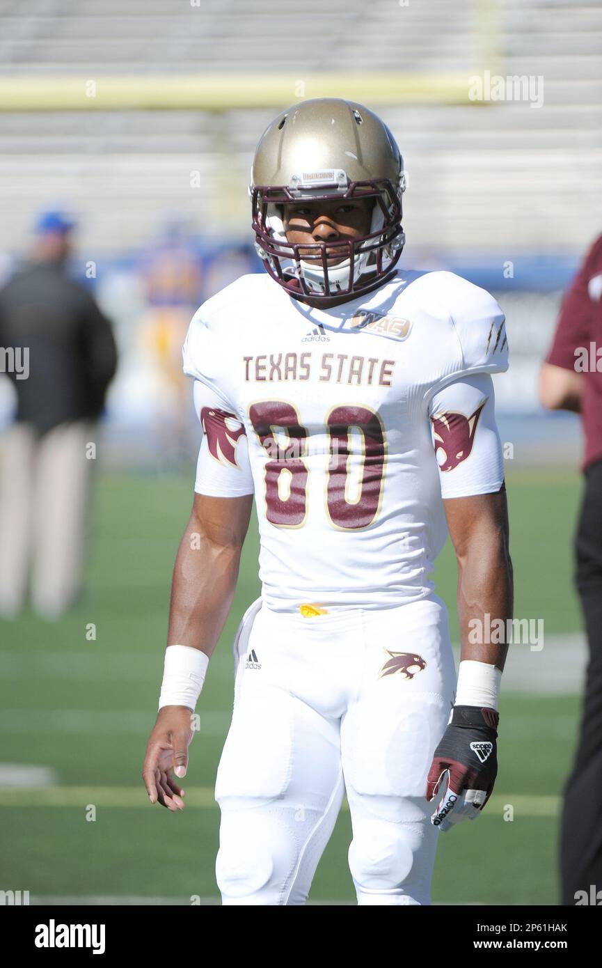 Texas State Bobcats Jarius Gaines (80) in action during a game against ...