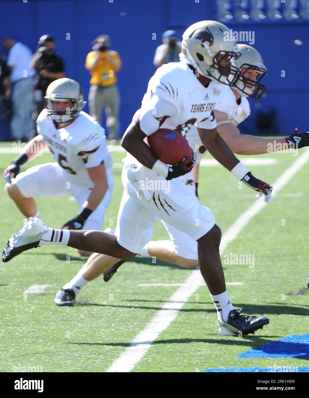 Texas State Bobcats Jarius Gaines (80) in action during a game against ...